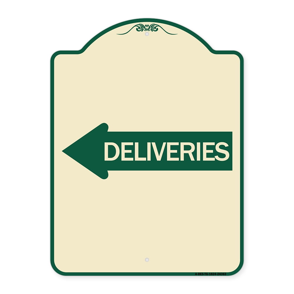 SignMission Designer Series Sign - Deliveries (With Left Arrow) | Tan ...