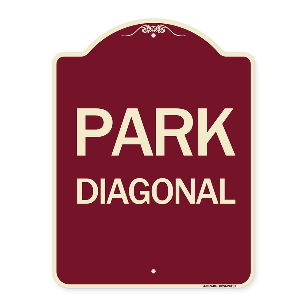 SignMission Designer Series Sign - Diagonal Parking 1 | Burgundy 18" x ...