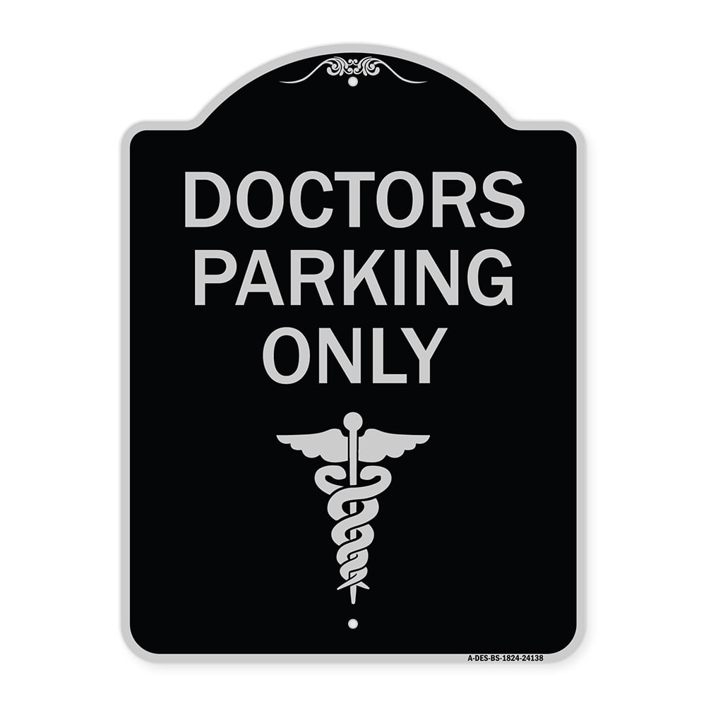 SignMission Designer Series Sign - Doctor Parking Only | Black & Silver ...