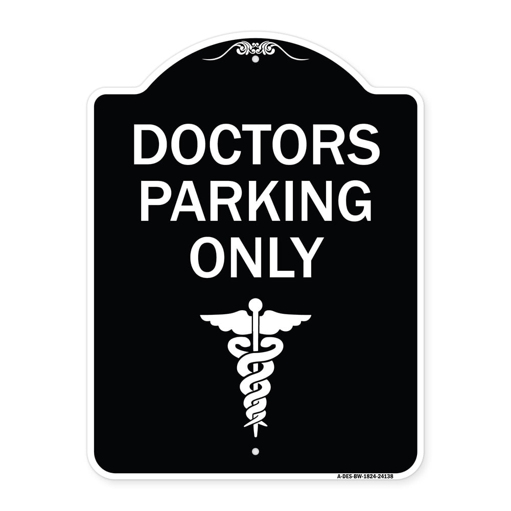 SignMission Designer Series Sign - Doctor Parking Only | Black & White ...