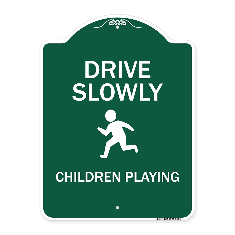 SignMission Designer Series Sign - Drive Slowly Children Playing ...