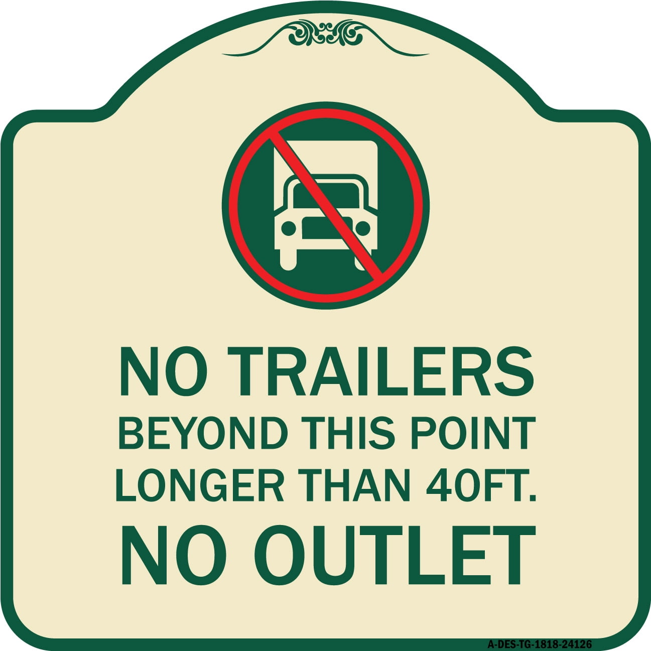 SignMission Designer Series Sign - Driveway Sign No Trailers Beyond ...