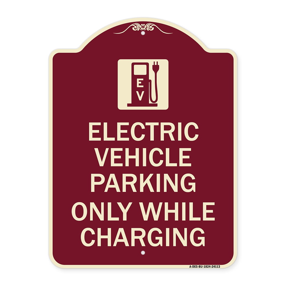 SignMission Designer Series Sign - Electric Vehicle Parking Only While ...