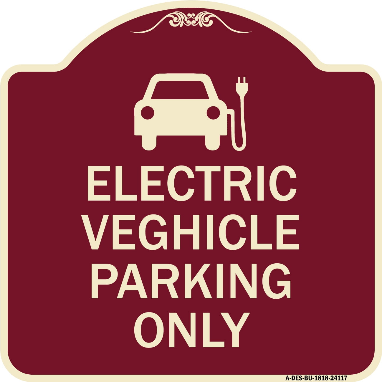 SignMission Designer Series Sign - Electric Vehicle Parking Only (With ...