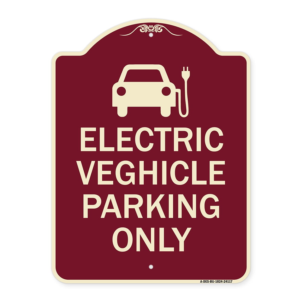 SignMission Designer Series Sign - Electric Vehicle Parking Only (With ...