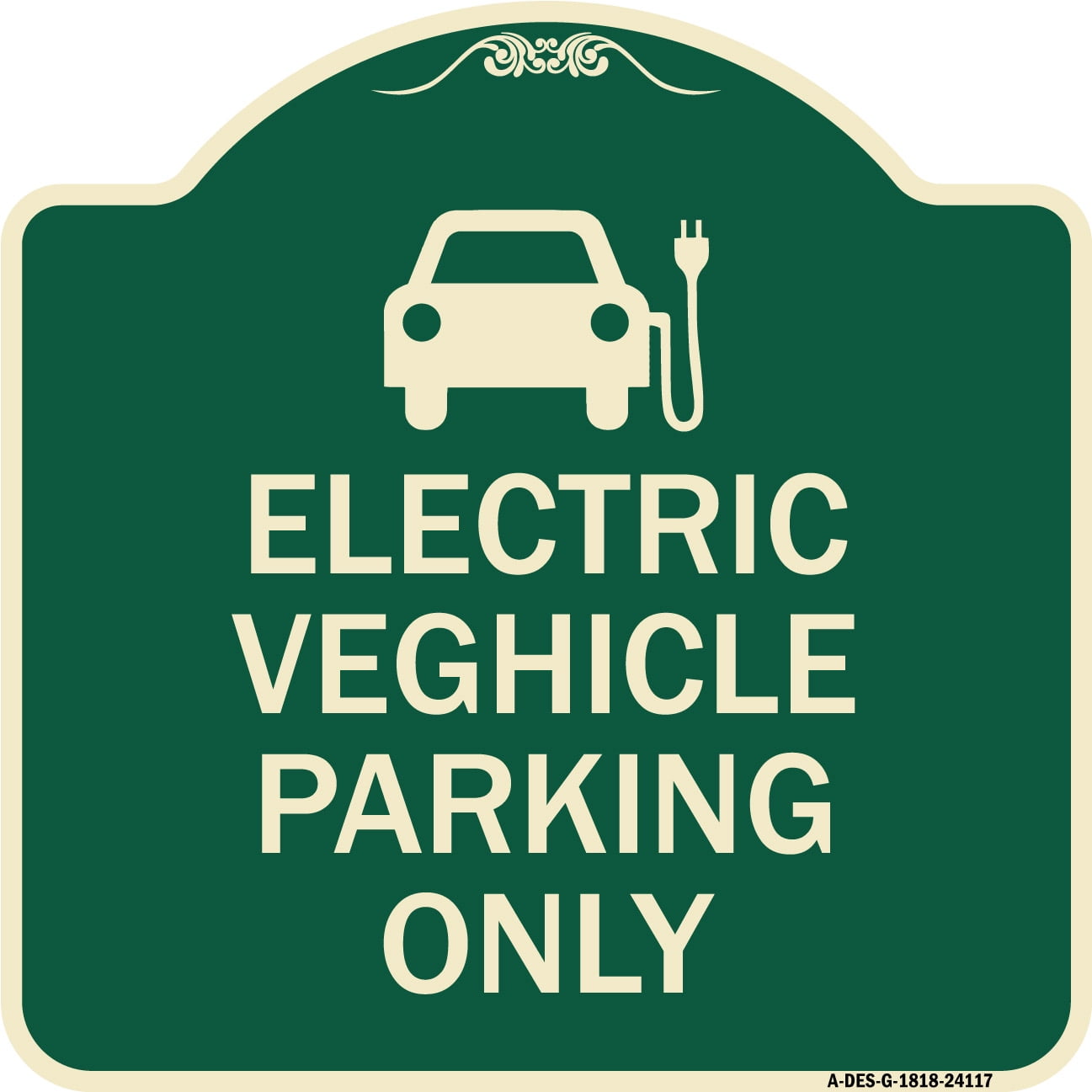 SignMission Designer Series Sign - Electric Vehicle Parking Only (With ...