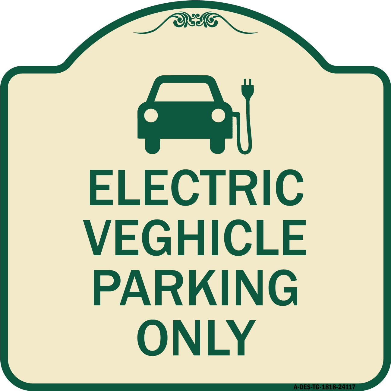 SignMission Designer Series Sign - Electric Vehicle Parking Only (With ...