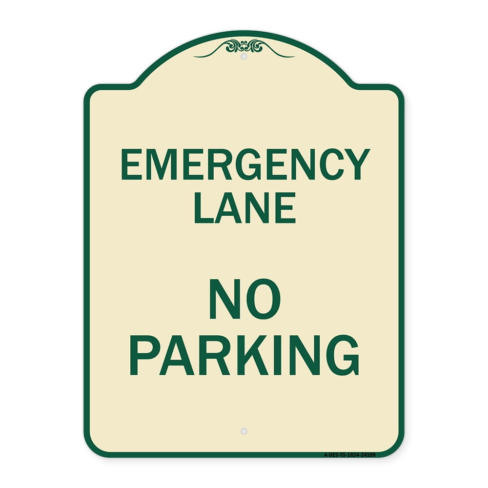 SignMission Designer Series Sign - Emergency Lane No Parking Sign | Tan ...