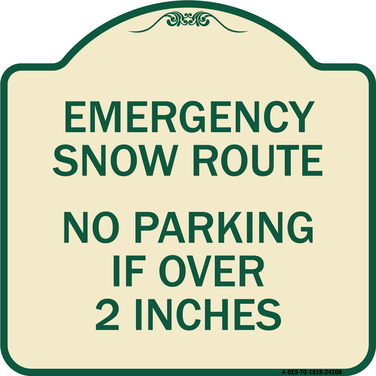 SignMission Designer Series Sign - Emergency Snow Route No Parking ...