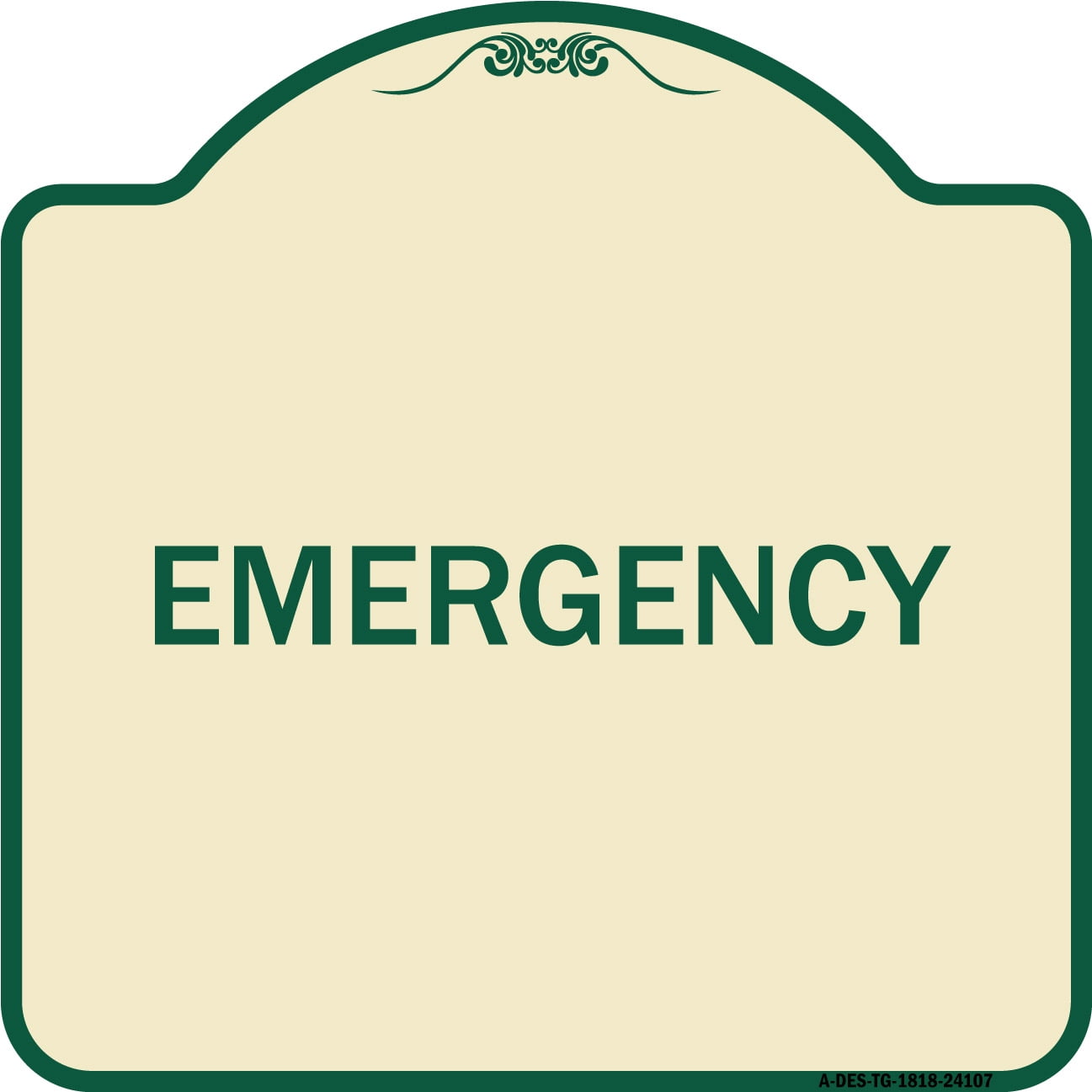 SignMission Designer Series Sign - Emergency | Tan & Green 18" X 18 ...