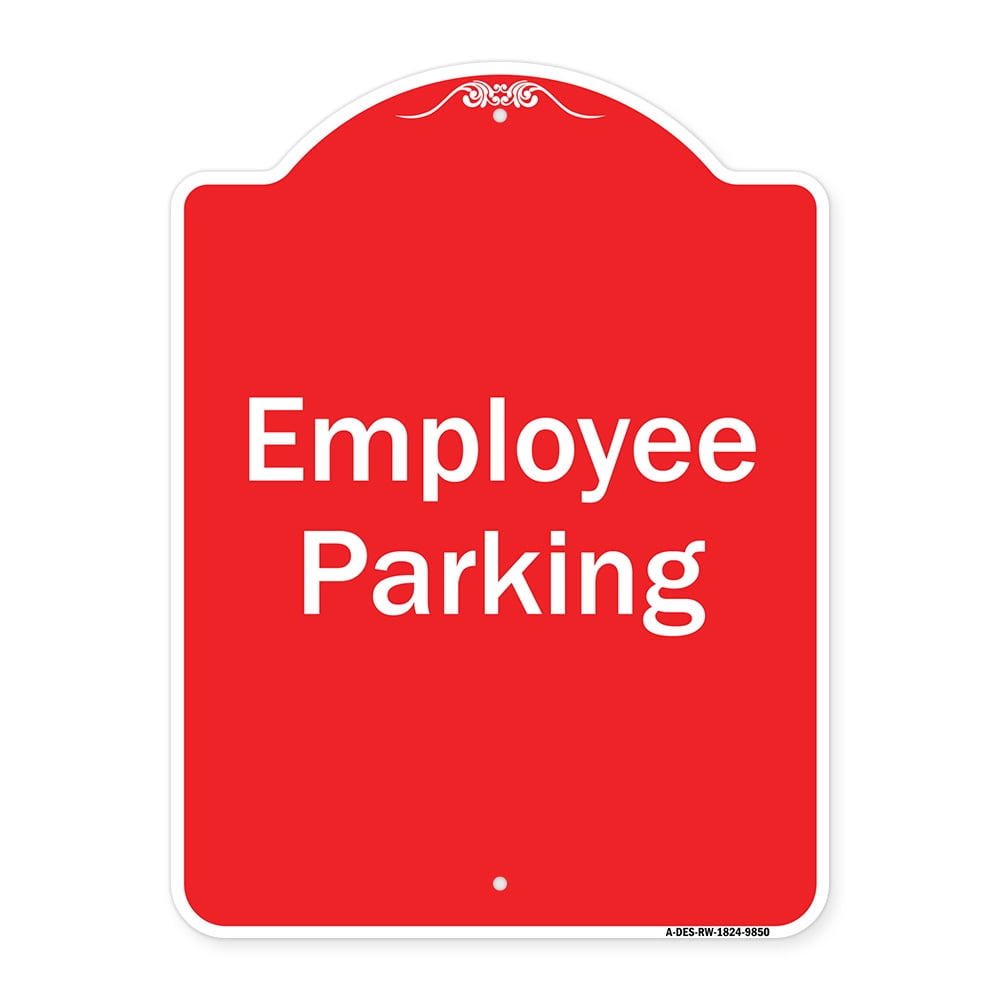 SignMission Designer Series Sign - Employee Parking Sign | Red & White ...
