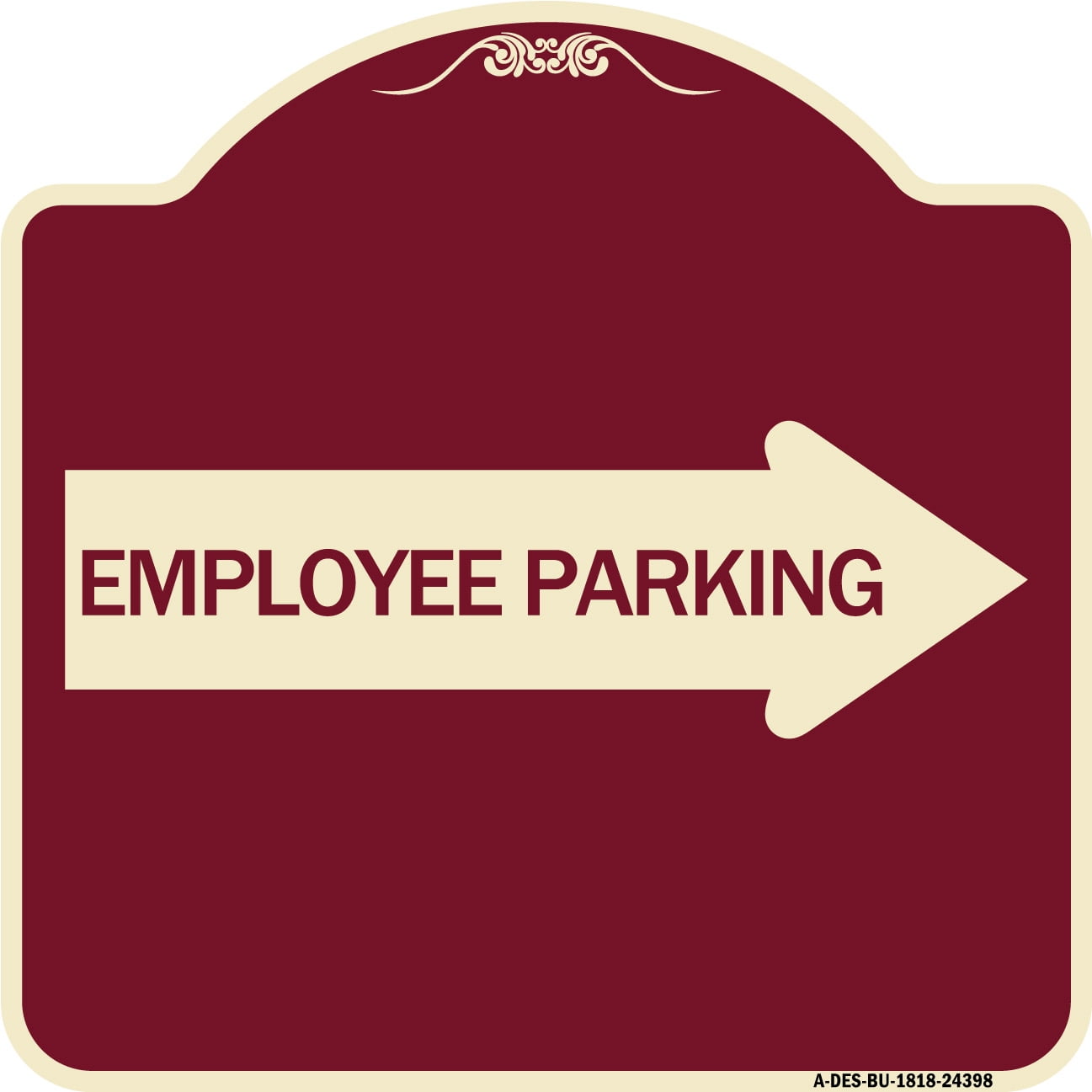 SignMission Designer Series Sign - Employee Parking (With Right Arrow ...
