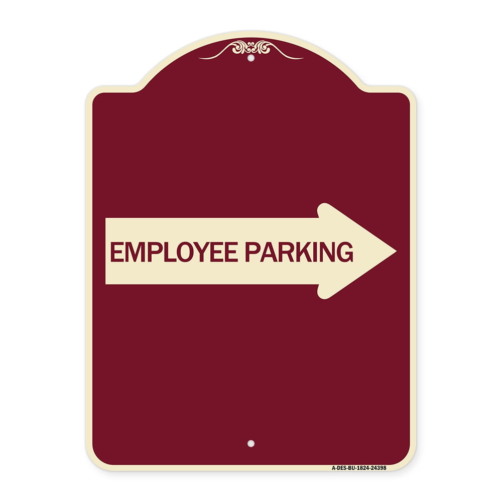 SignMission Designer Series Sign - Employee Parking (With Right Arrow ...