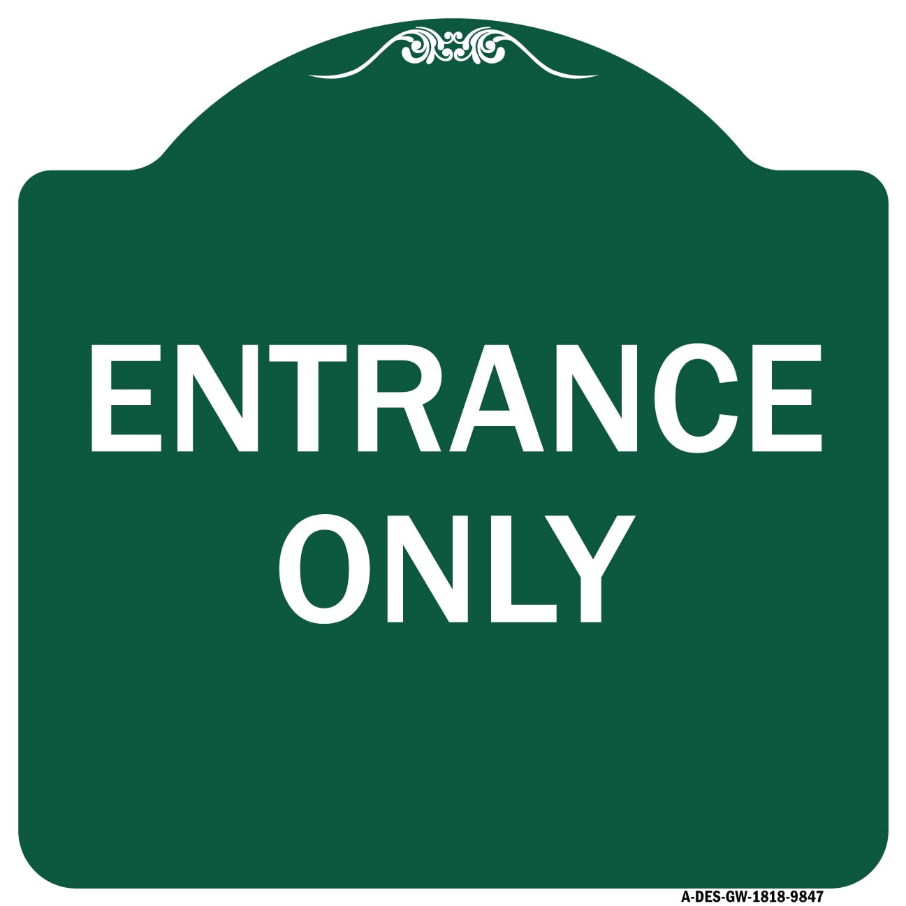 SignMission Designer Series Sign - Entrance Only | Green & White 18" X ...