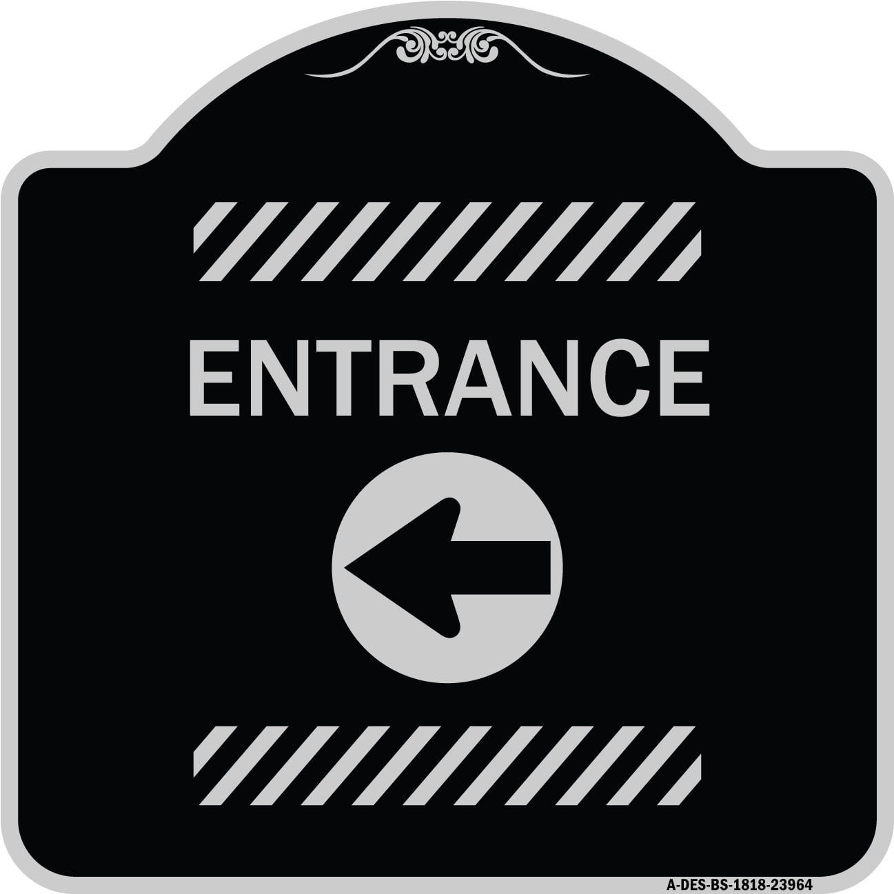 SignMission Designer Series Sign - Entrance Left Arrow | Black & Silver ...