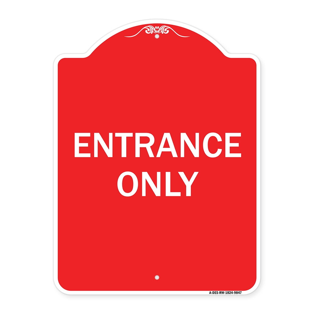 SignMission Designer Series Sign - Entrance Only | Red & White 18" x 24 ...