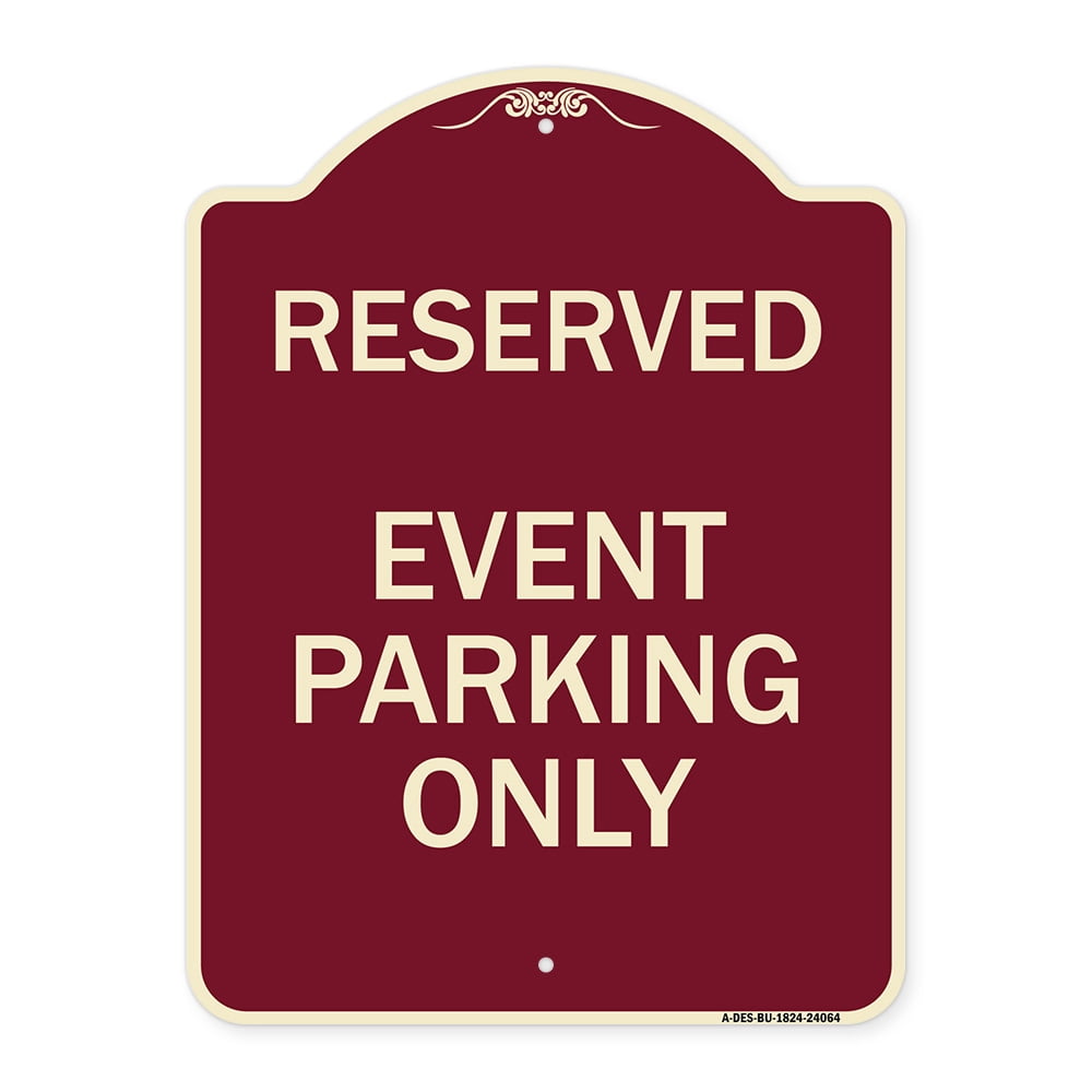 SignMission Designer Series Sign - Event Parking Only | Burgundy 18" x ...