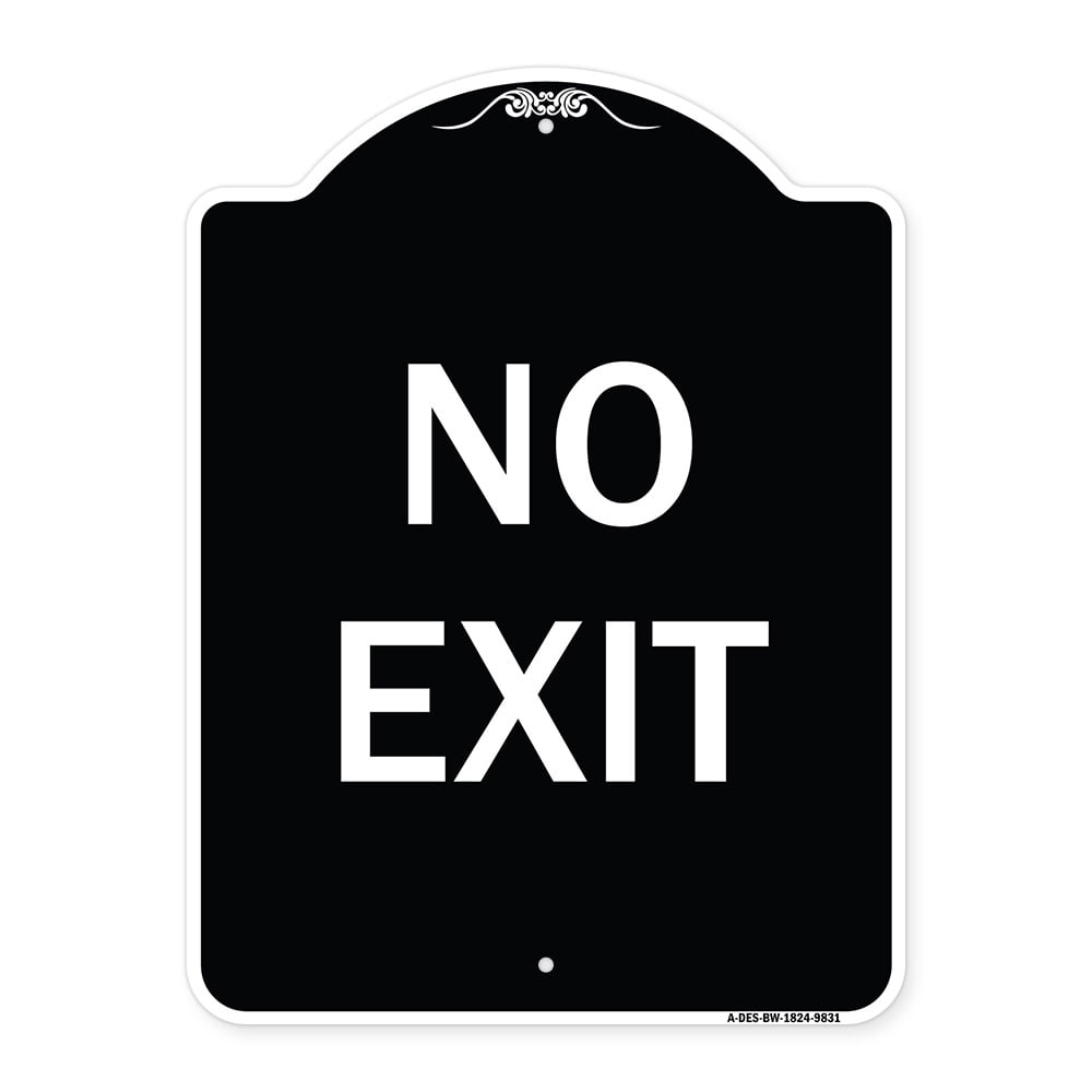 SignMission Designer Series Sign - No Exit | Black & White 18" x 24 ...