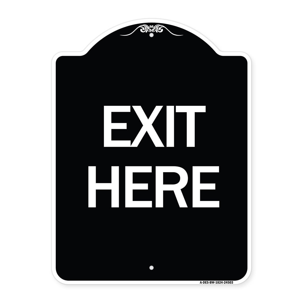 SignMission Designer Series Sign - Exit Here | Black & White 18" x 24 ...