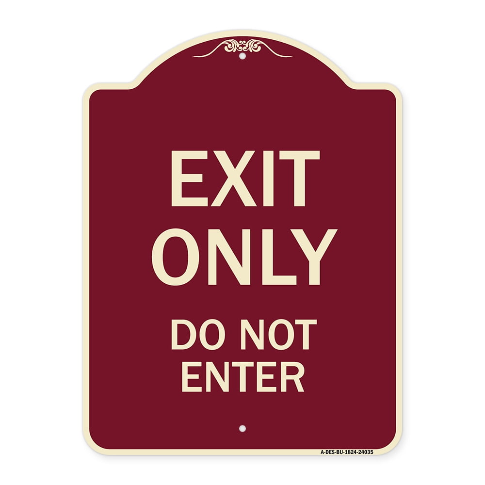 SignMission Designer Series Sign - Exit Only Do Not Enter | Burgundy 18 ...
