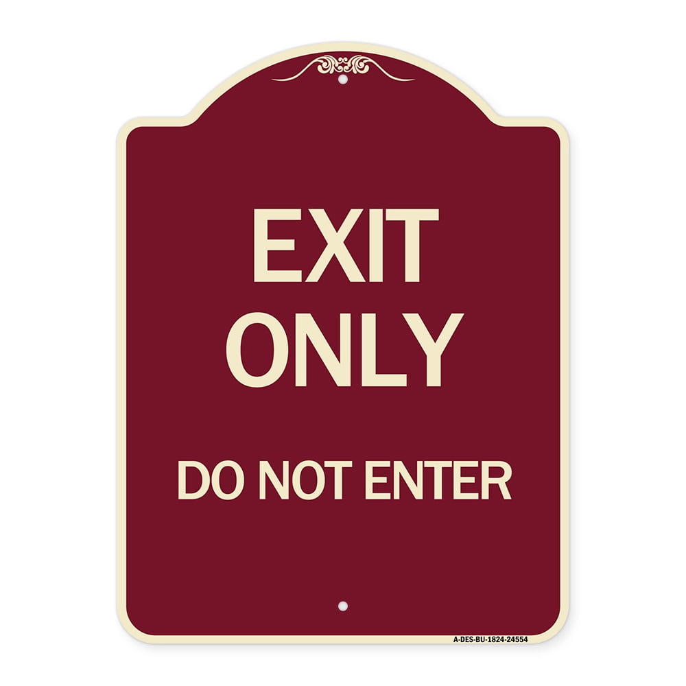 SignMission Designer Series Sign - Exit Only Do Not Enter | Burgundy 18 ...