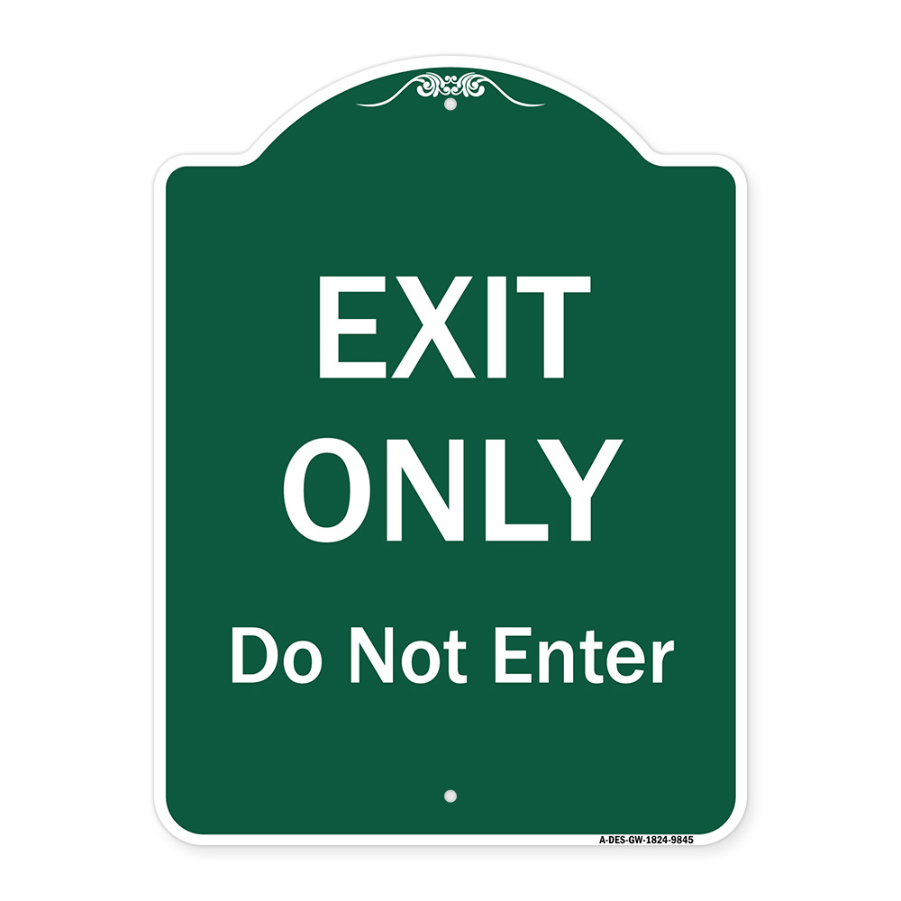 SignMission Designer Series Sign - Exit Only Do Not Enter | Green ...