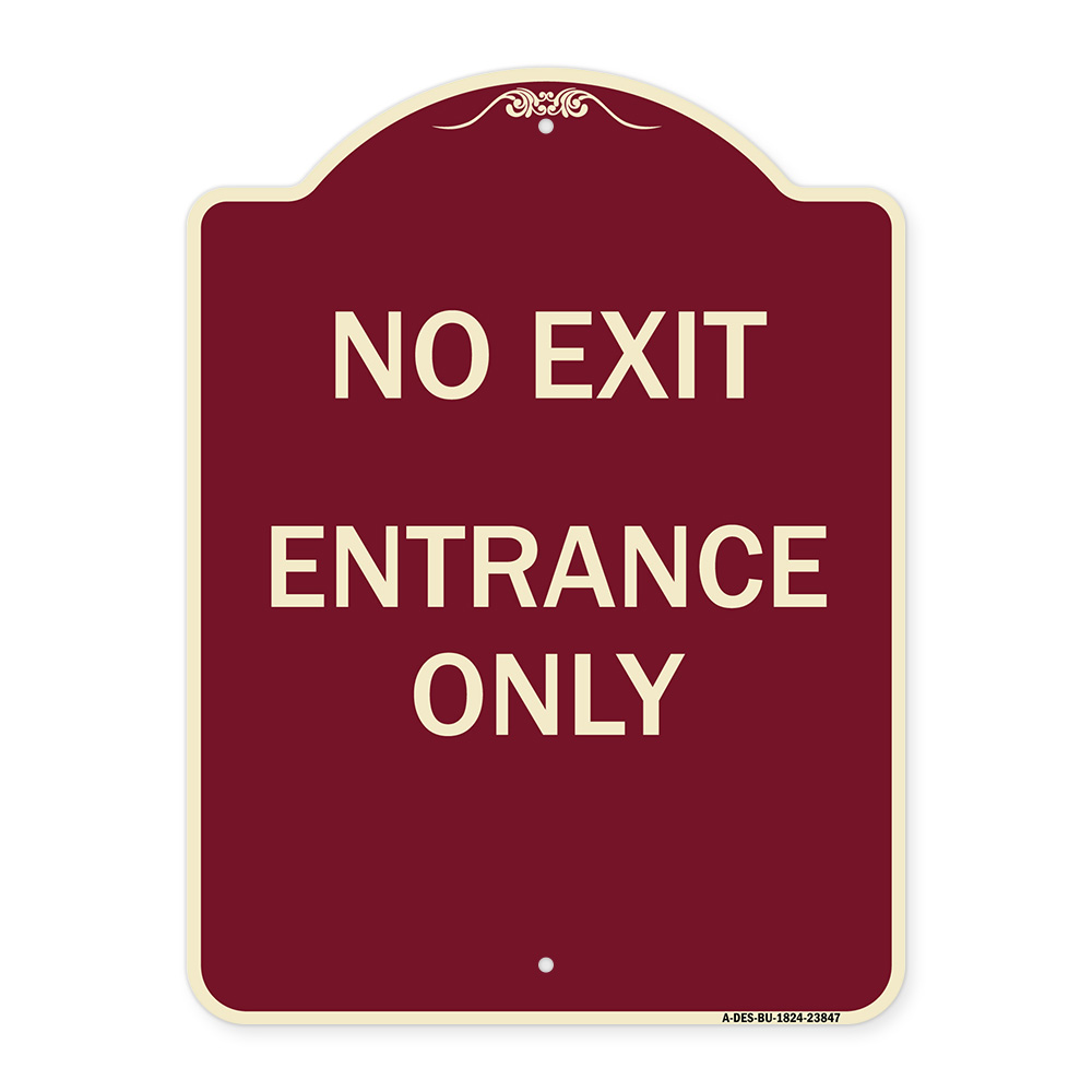 SignMission Designer Series Sign - No Exit Entrance Only | Burgundy 18 ...