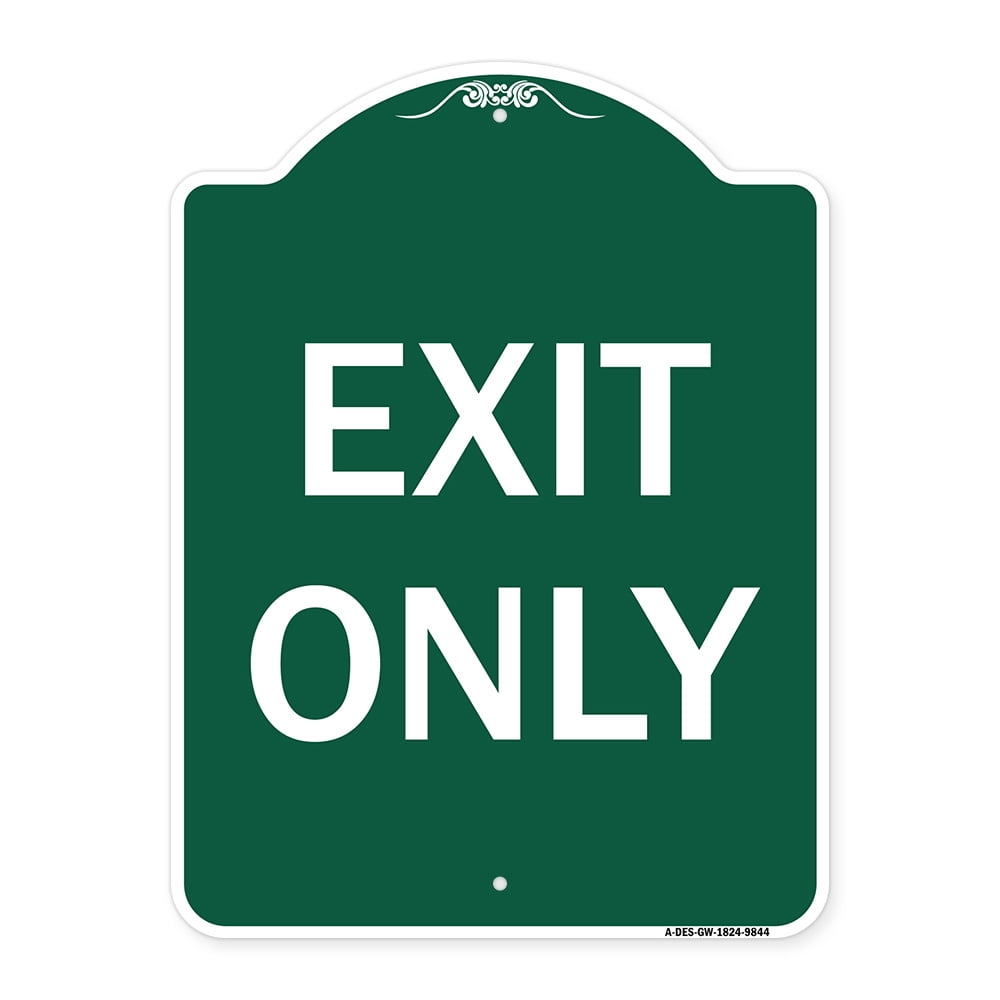 SignMission Designer Series Sign - Exit Only | Green & White 18" x 24 ...