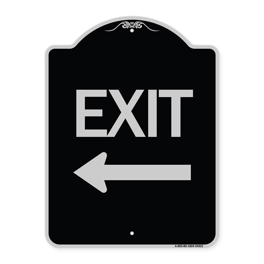 SignMission Designer Series Sign - Exit with Left Arrow | Black ...