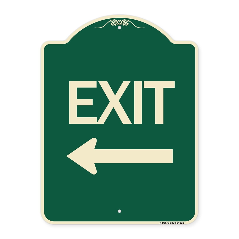 SignMission Designer Series Sign - Exit with Left Arrow | Green & Tan ...
