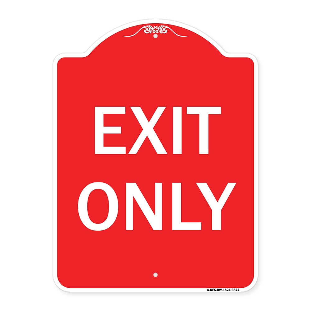 SignMission Designer Series Sign - Exit Only | Red & White 18" x 24 ...