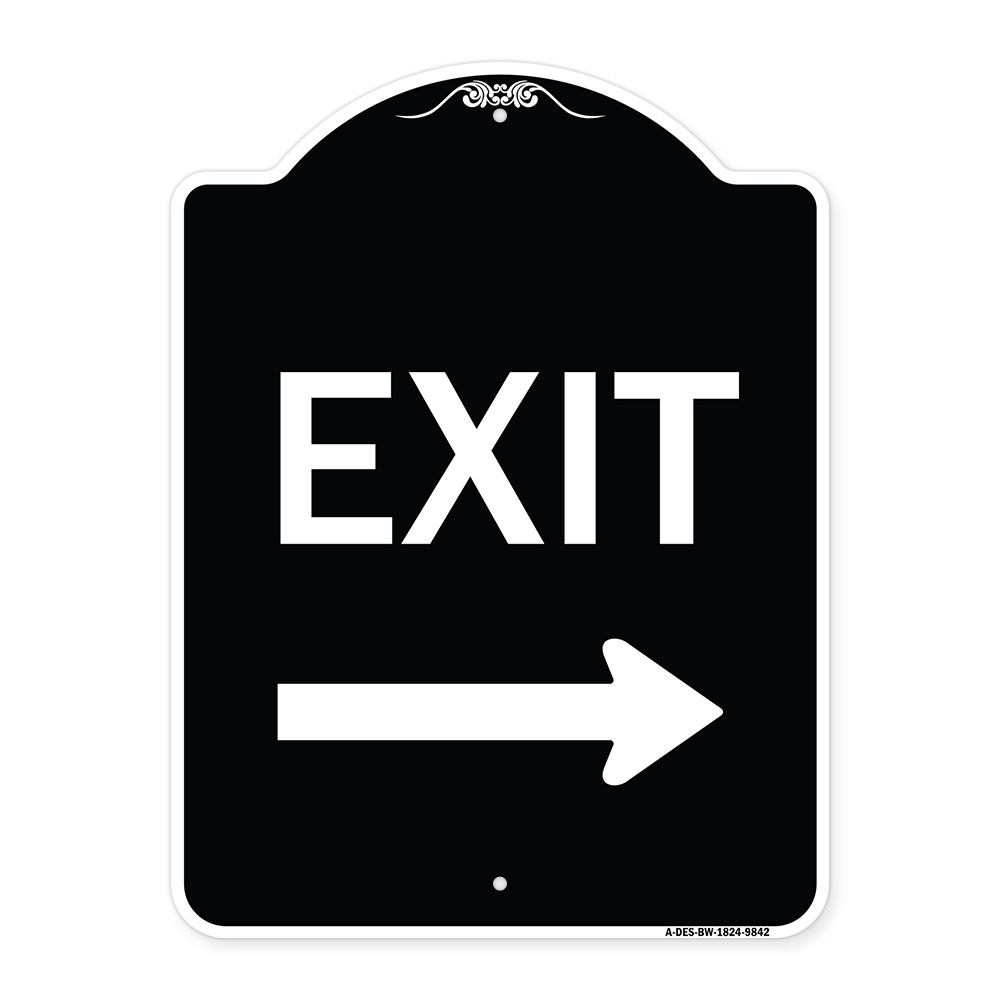 SignMission Designer Series Sign - Exit With Right Arrow | Black ...