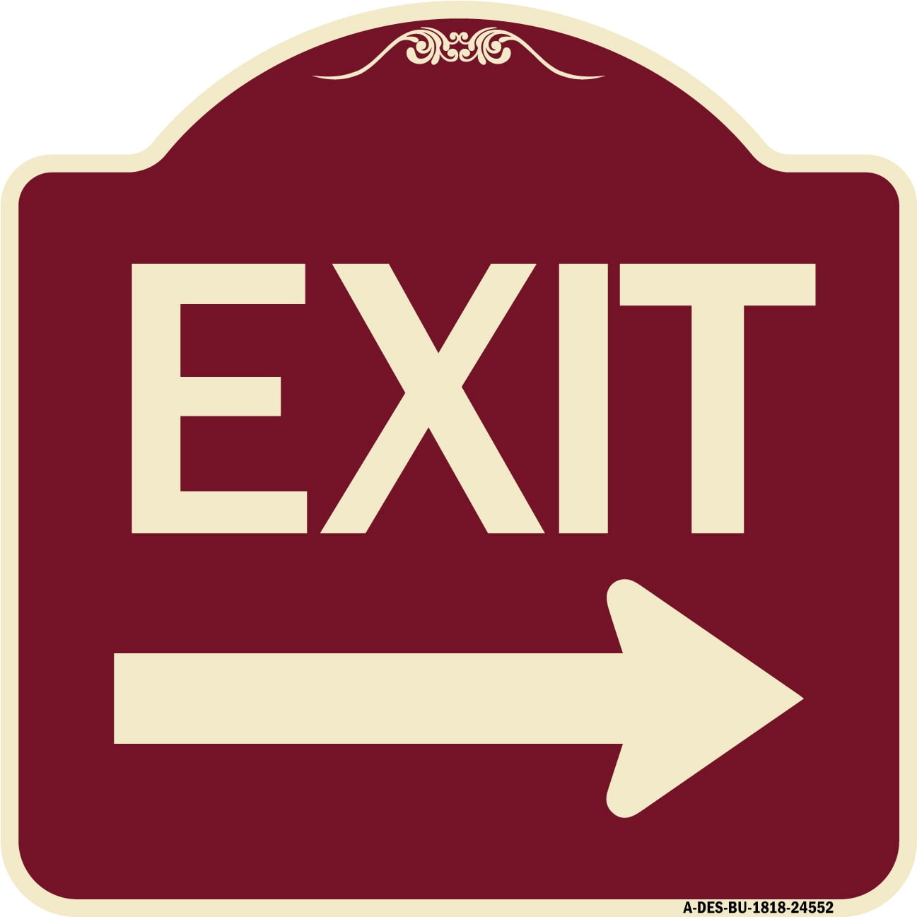 SignMission Designer Series Sign - Exit with Right Arrow | Burgundy 18 ...