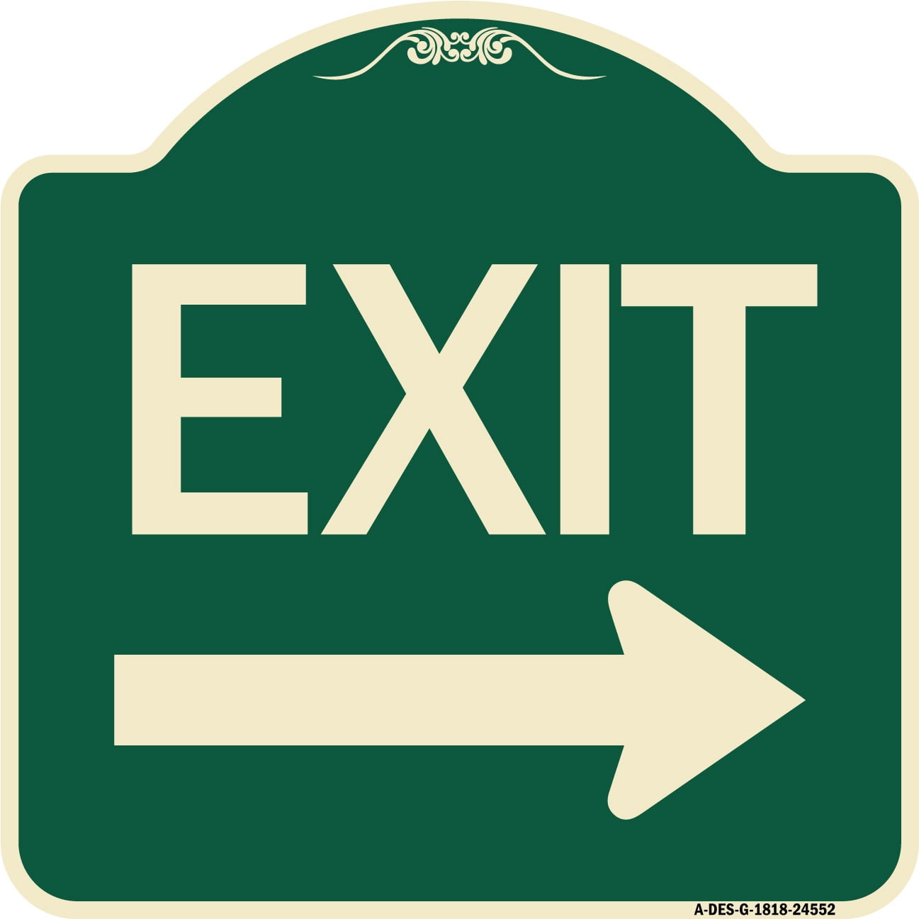 SignMission Designer Series Sign - Exit with Right Arrow | Green & Tan ...