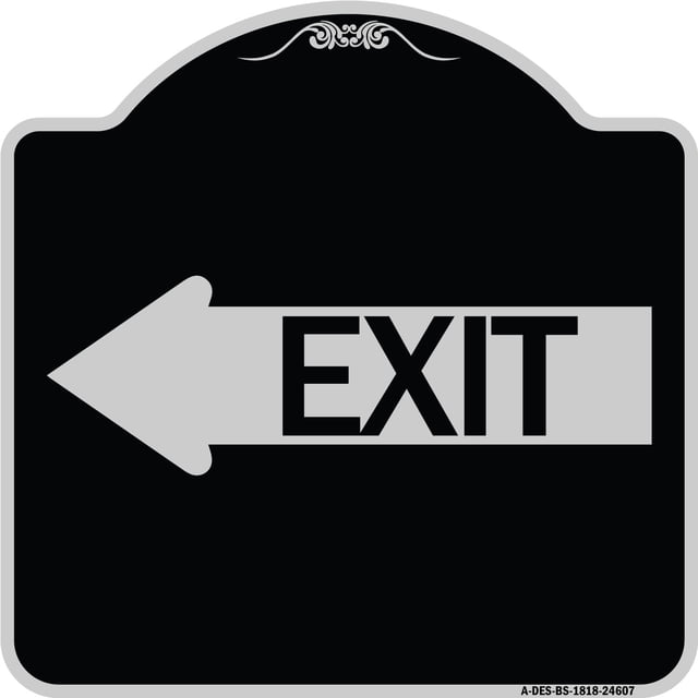 SignMission Designer Series Sign - Exit (With Left Arrow) | Black ...