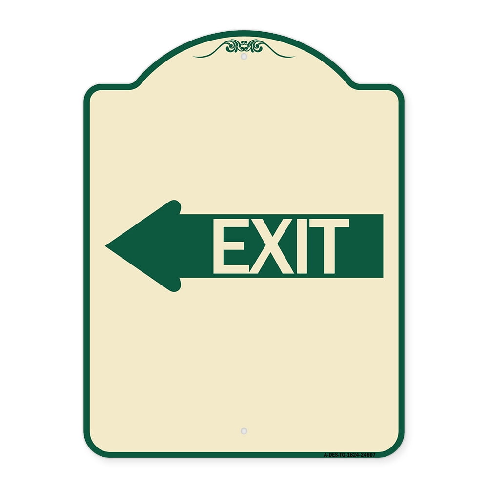 SignMission Designer Series Sign - Exit (With Left Arrow) | Tan & Green ...