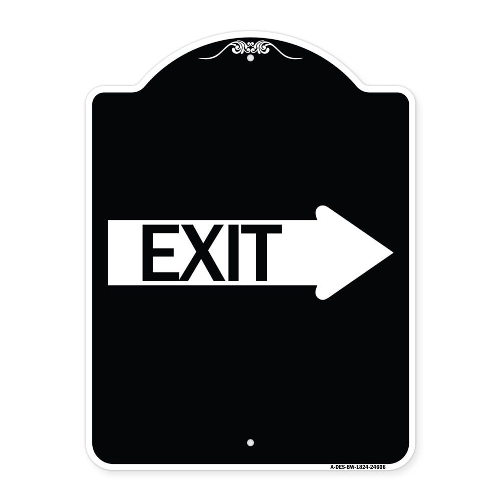 SignMission Designer Series Sign - Exit (With Right Arrow) | Black ...