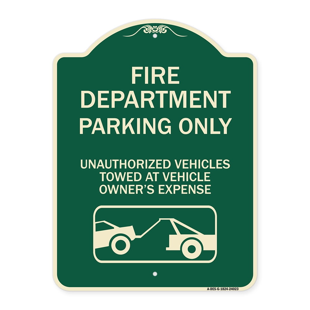 SignMission Designer Series Sign - Fire Department Parking Only ...