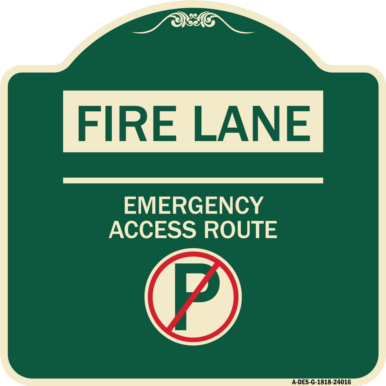 SignMission Designer Series Sign - Fire Lane - Emergency Access Route ...