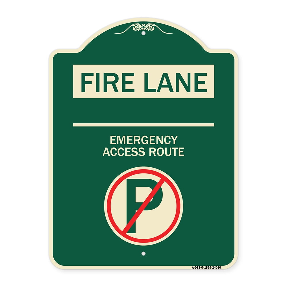 SignMission Designer Series Sign - Fire Lane - Emergency Access Route ...