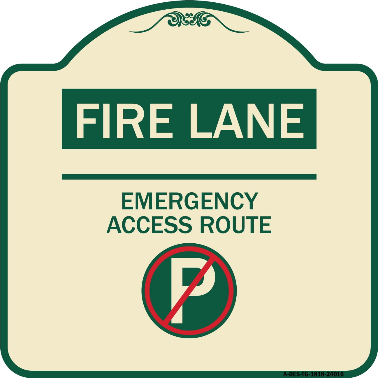 SignMission Designer Series Sign - Fire Lane - Emergency Access Route ...