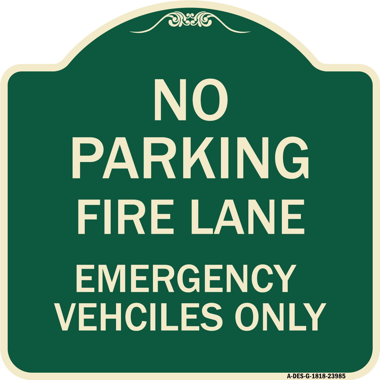 SignMission Designer Series Sign - Fire Lane Emergency Vehicles Only ...