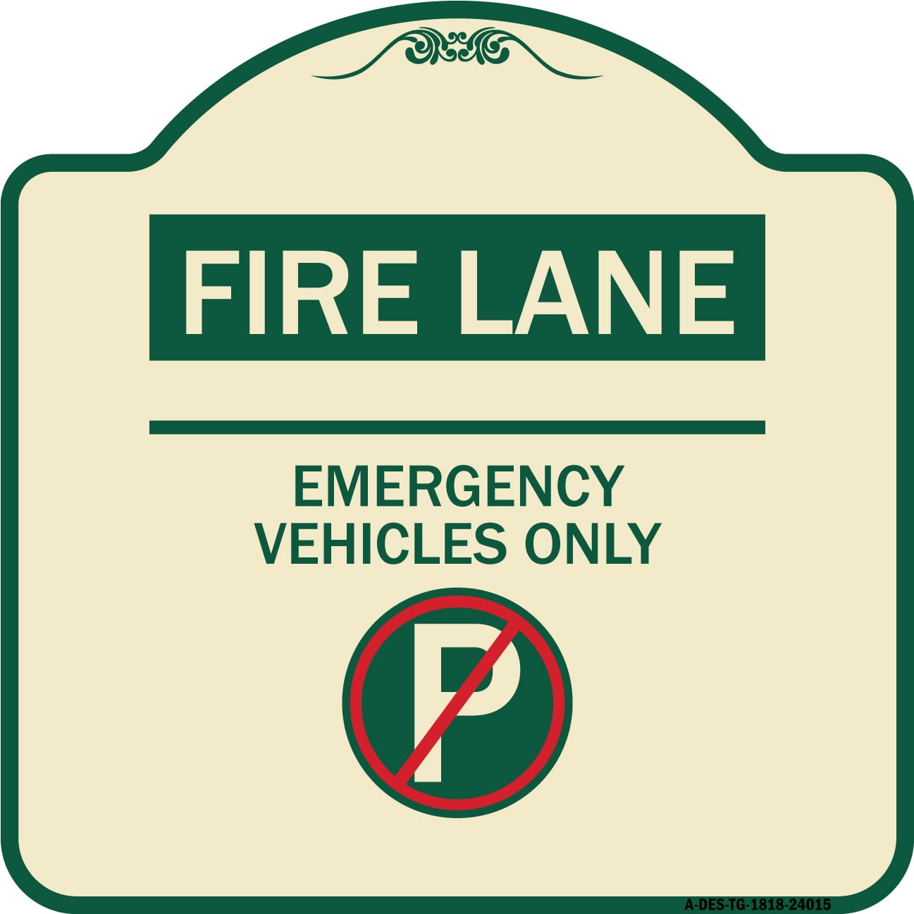 SignMission Designer Series Sign - Fire Lane - Emergency Vehicles Only ...