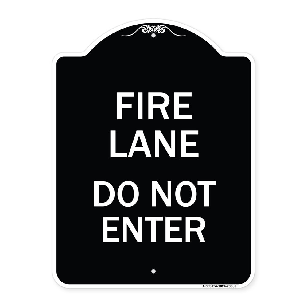 SignMission Designer Series Sign - Fire Lane Do Not Enter | Black ...