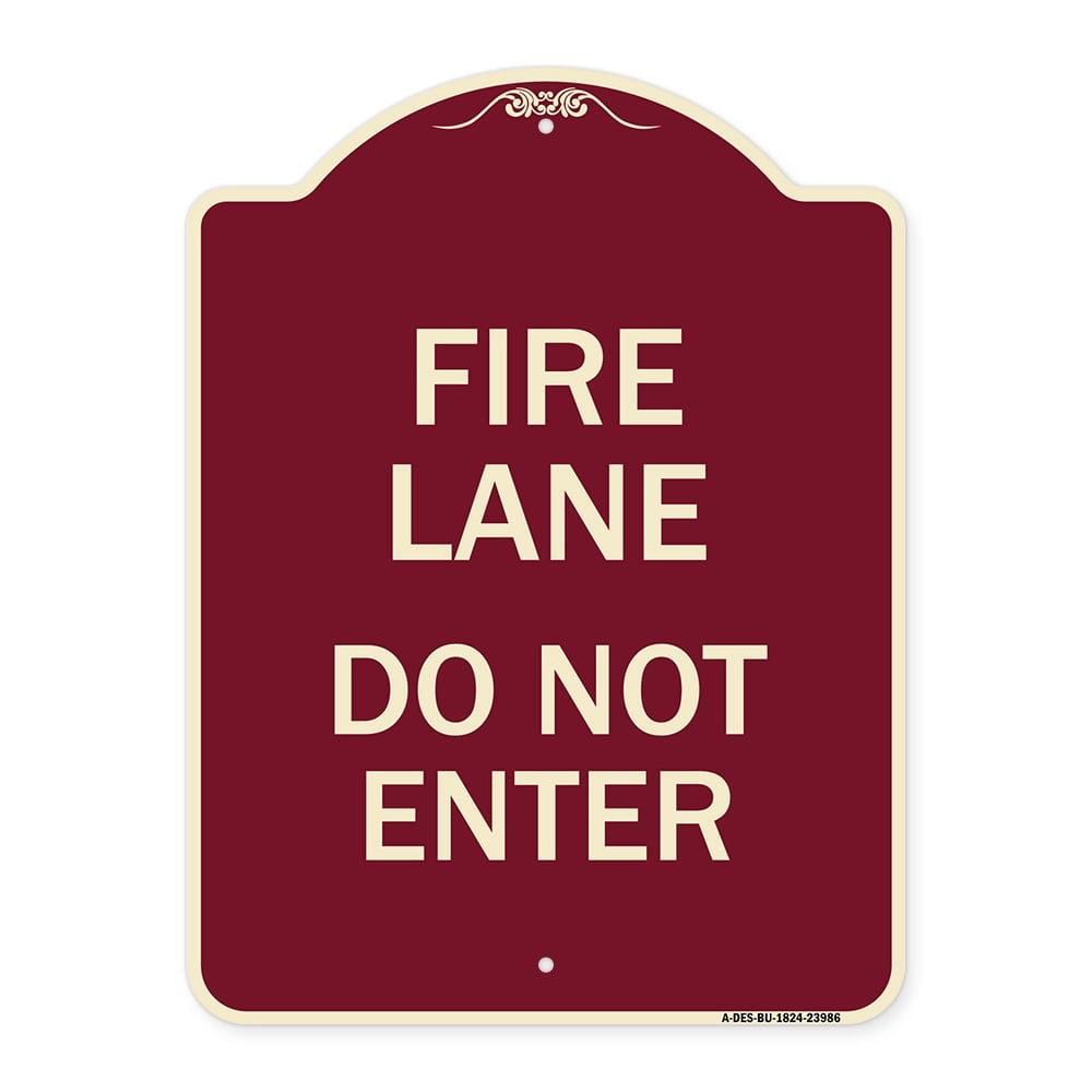SignMission Designer Series Sign - Fire Lane Do Not Enter | Burgundy 18 ...