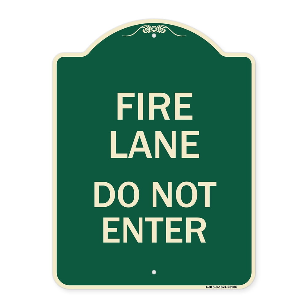 SignMission Designer Series Sign - Fire Lane Do Not Enter | Green & Tan ...