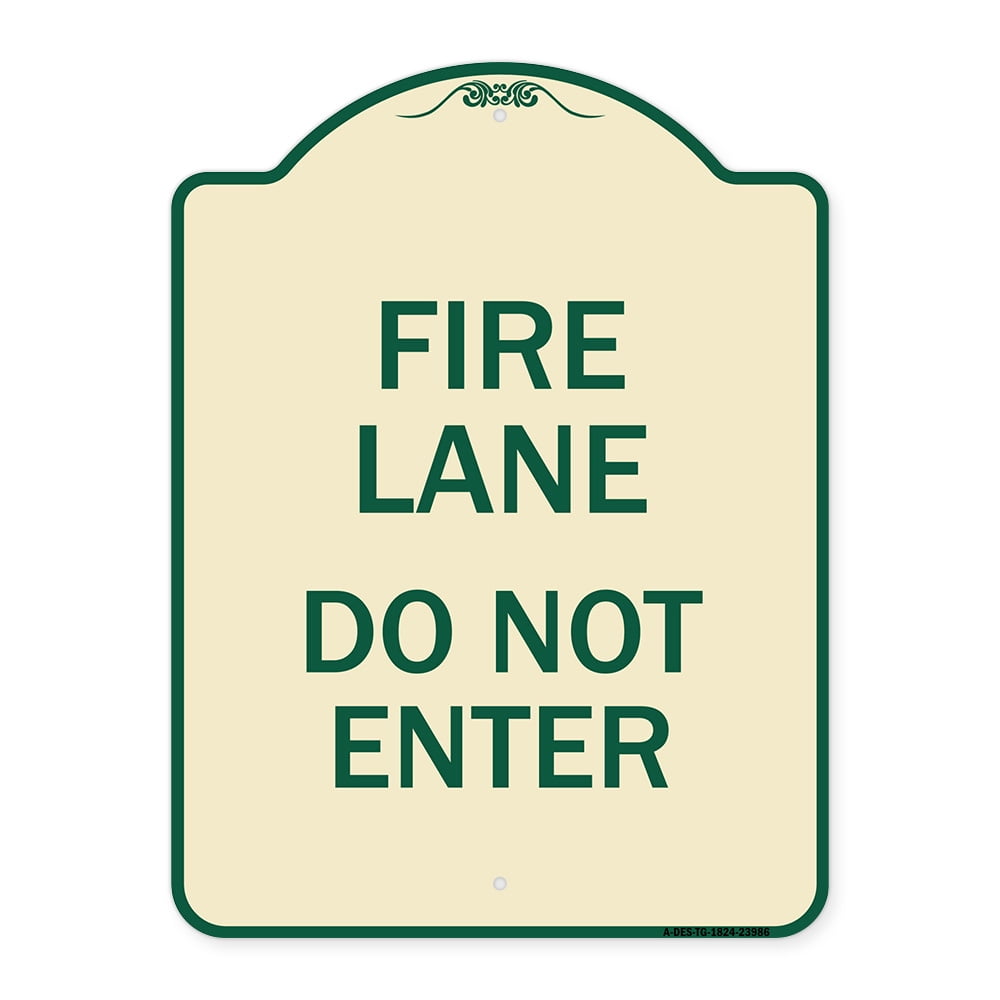 SignMission Designer Series Sign - Fire Lane Do Not Enter | Tan & Green ...
