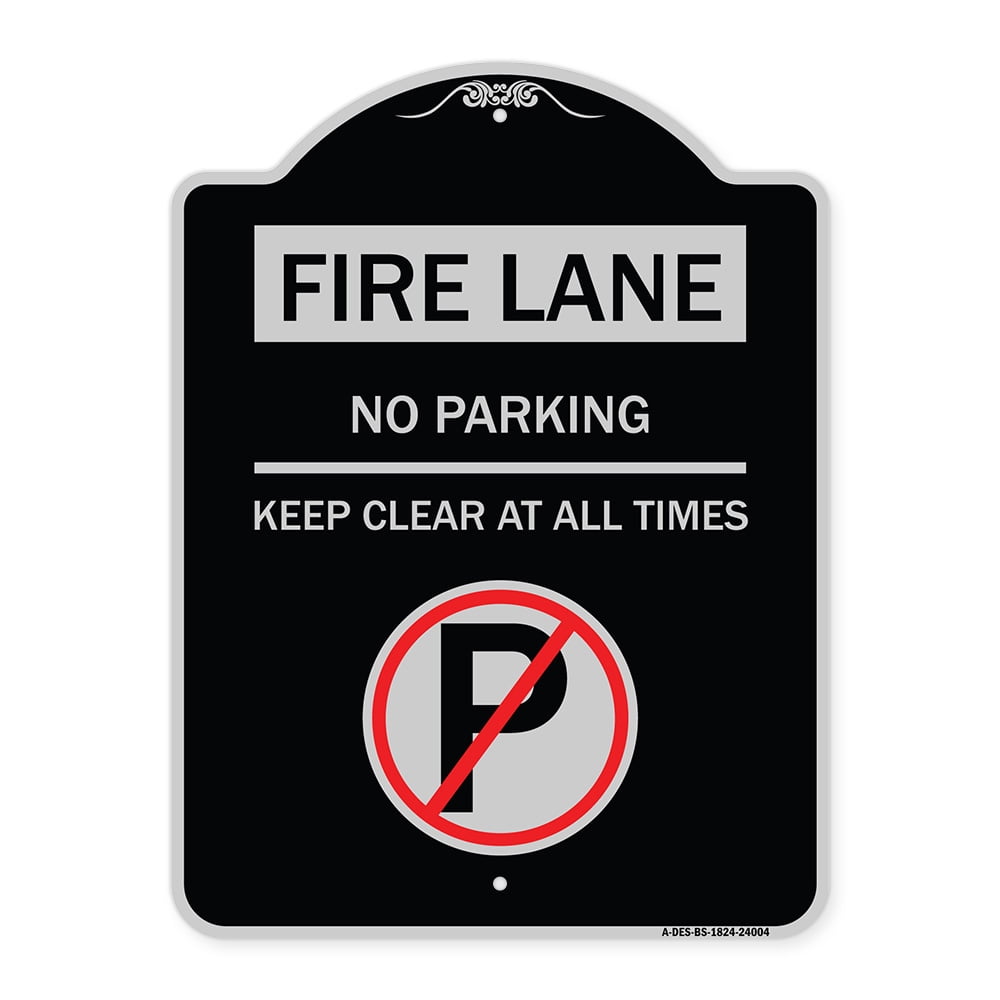 SignMission Designer Series Sign - Fire Lane - No Parking Keep Clear at ...