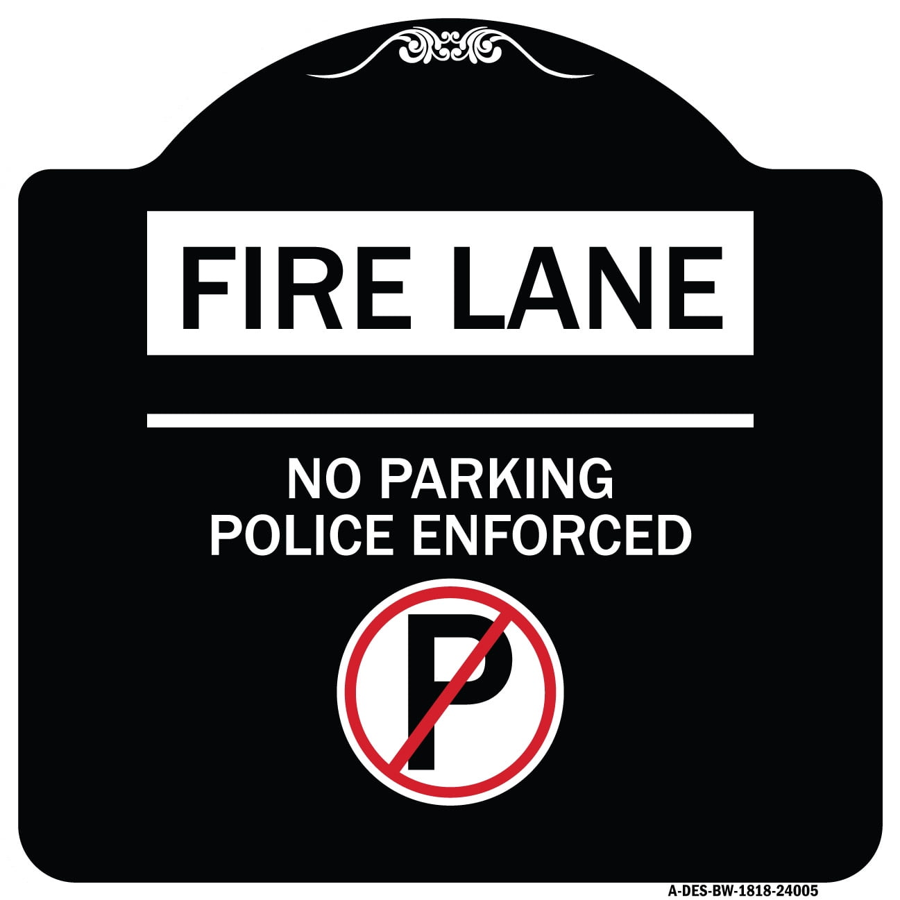 SignMission Designer Series Sign - Fire Lane - No Parking Police ...