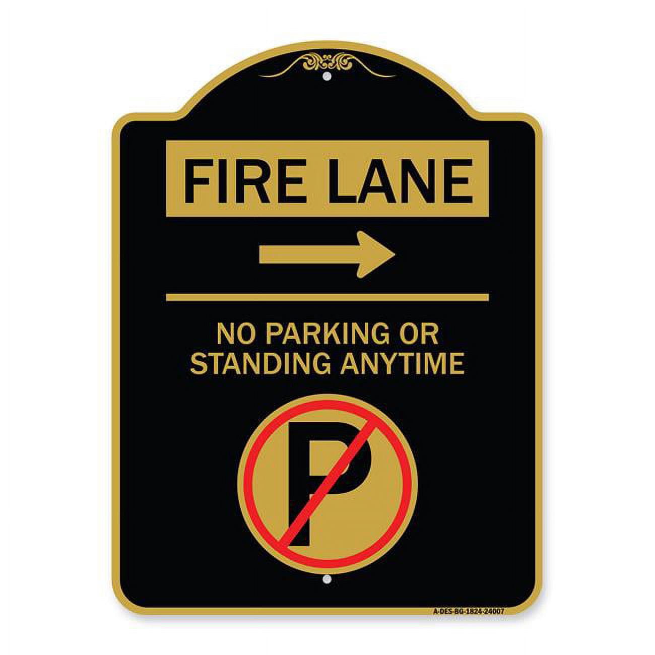 SignMission Designer Series Sign - Fire Lane - No Parking or Standing ...